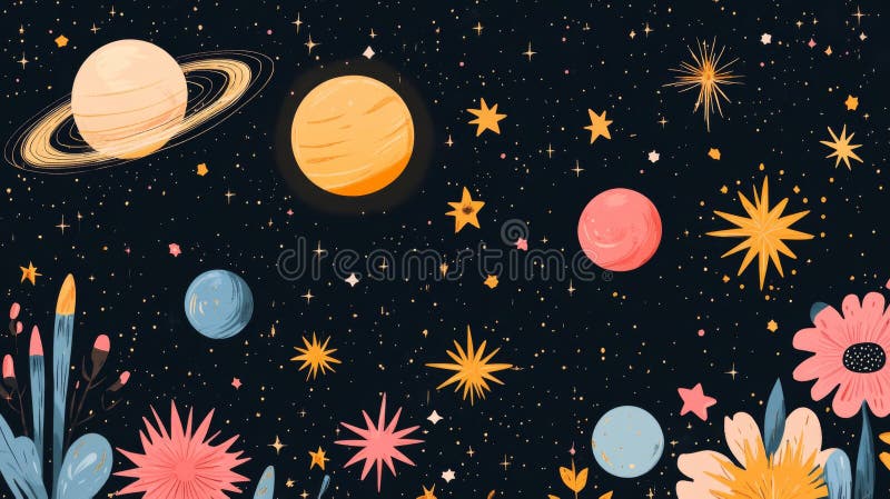Whimsical Space Cat stock illustration. Illustration of creative ...