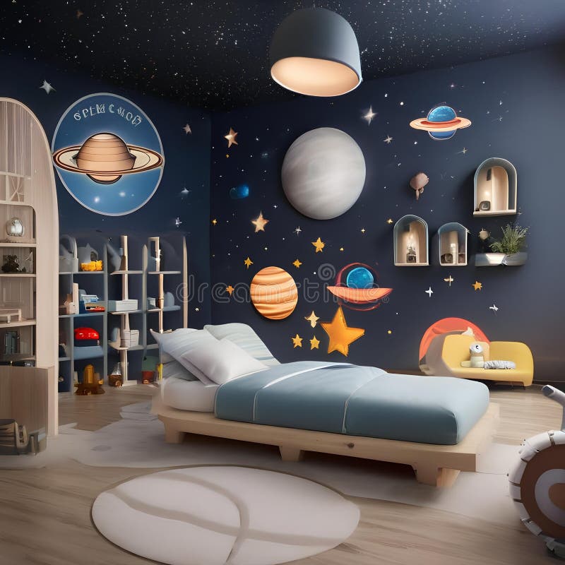 A Whimsical Space-themed Playroom with Rocket Ship Structures ...