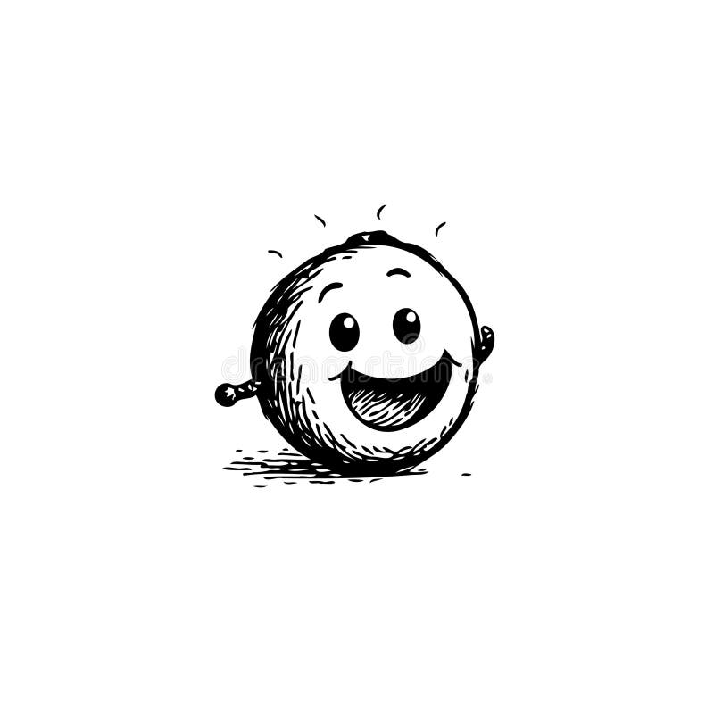 Whimsical Sphere Character with Cheerful Expression in Sketch ...