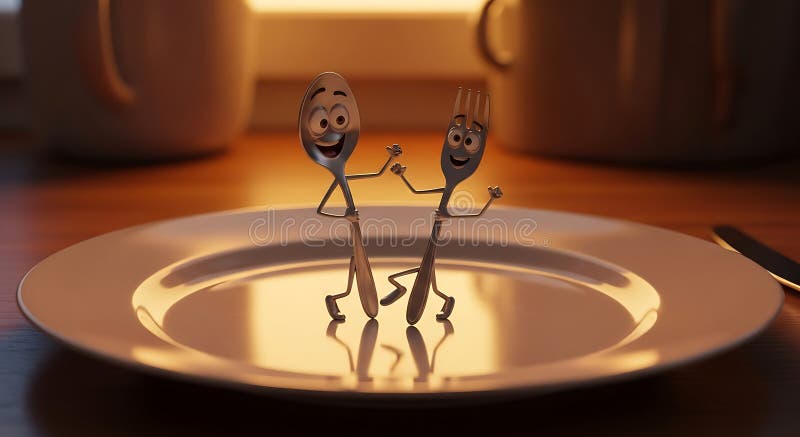 Spoon and Fork Dance stock illustration. Illustration of design - 386163976