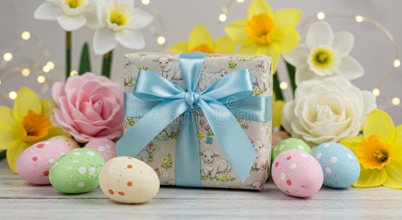 Whimsical Spring Celebration Gift Box Stock Illustration - Illustration ...