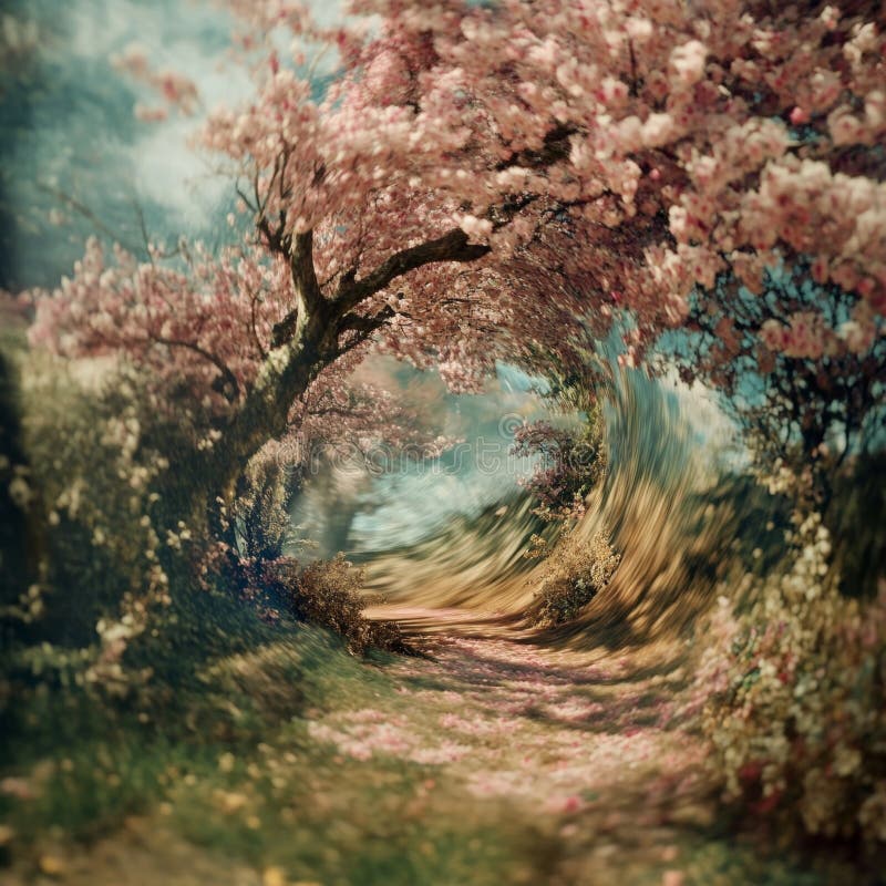 Whimsical Spring Garden Tunnel Stock Illustration - Illustration of ...