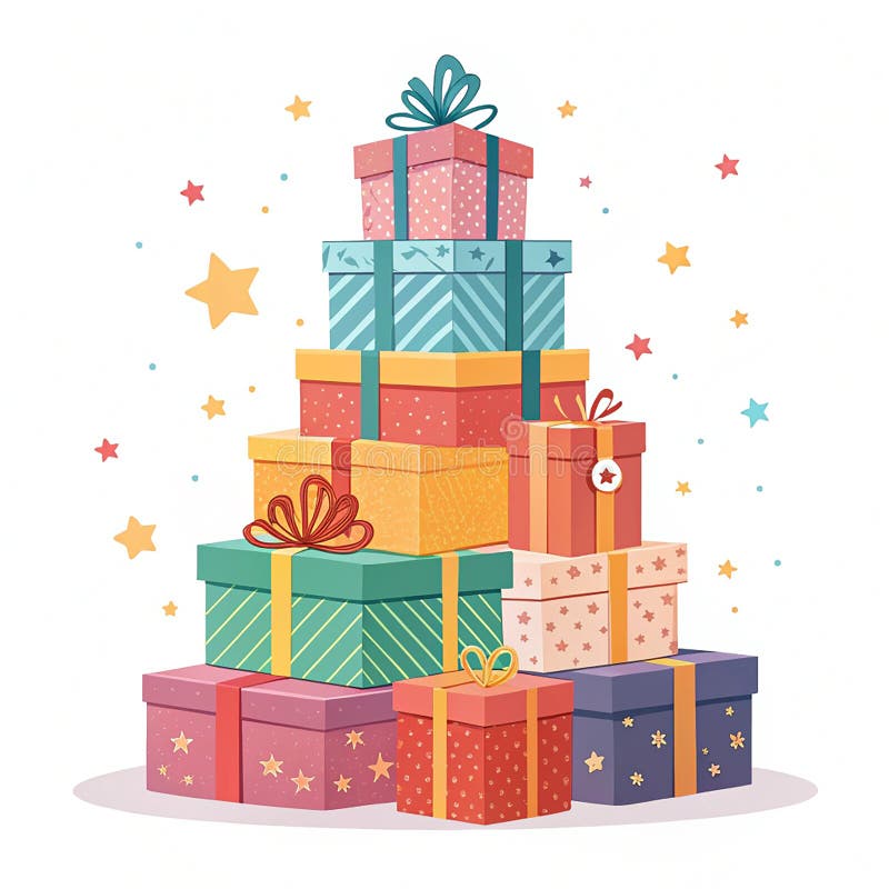 3D Cartoon Gift Boxes Pile for Holiday and Celebration Design Stock ...