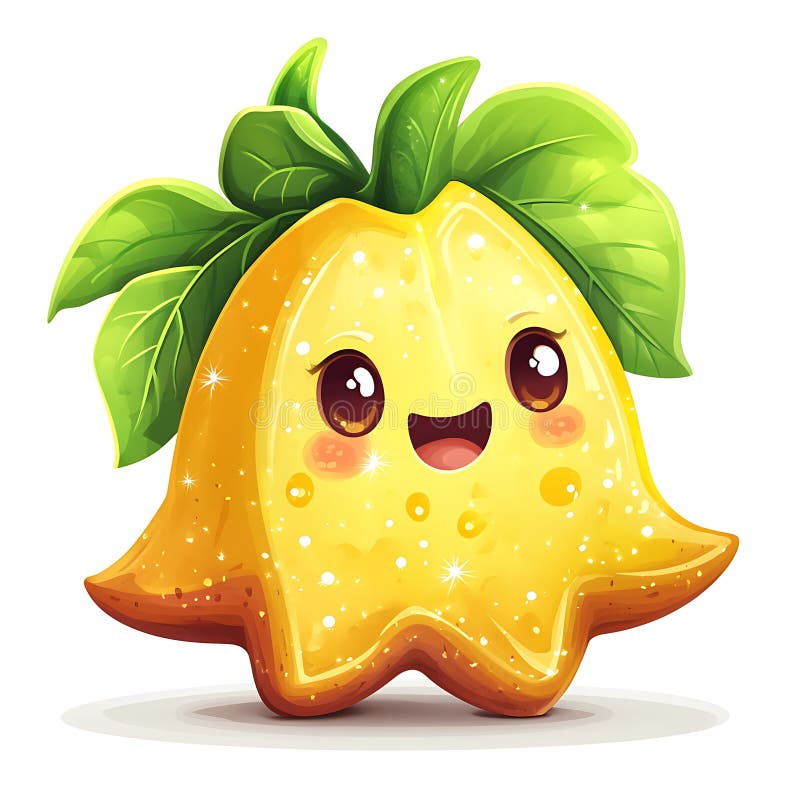 Whimsical Starfruit Character with Sparkling Details Stock Illustration ...