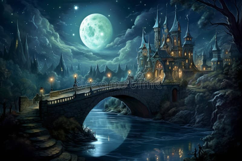 Whimsical Starlight Bridges in Fantasy - Generative AI Stock Photo ...