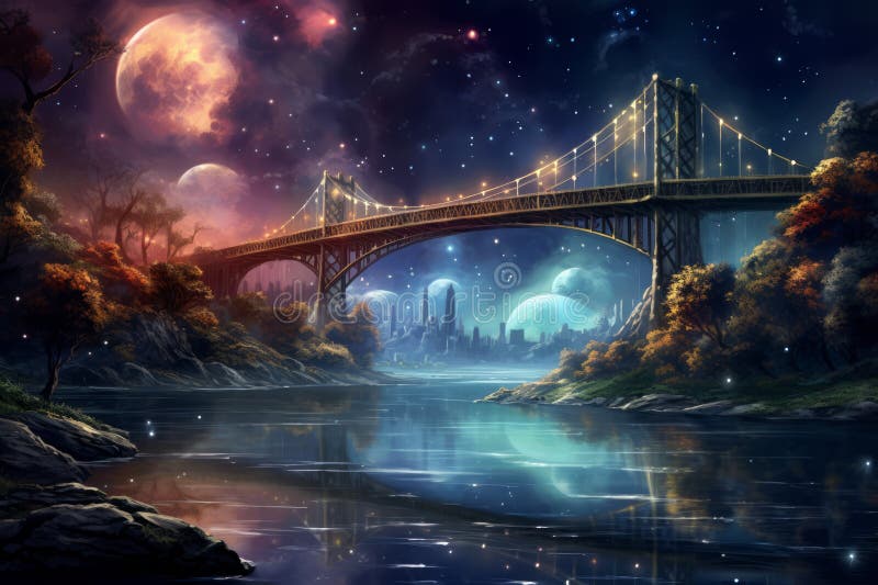 Whimsical Starlight Bridges in Fantasy - Generative AI Stock ...