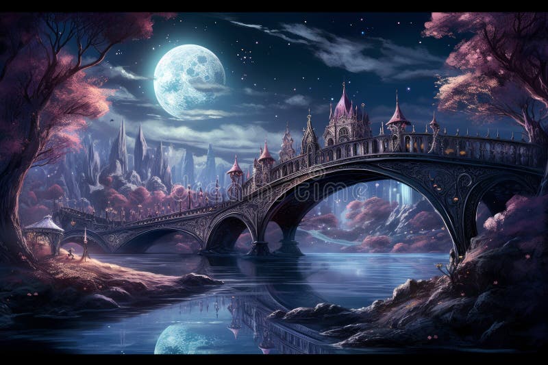 Whimsical Starlight Bridges in Fantasy - Generative AI Stock ...