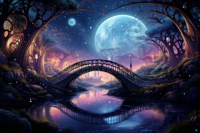 Whimsical Starlight Bridges in Fantasy - Generative AI Stock ...