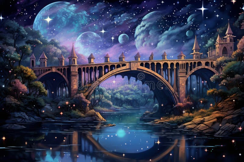 Whimsical Starlight Bridges in Fantasy - Generative AI Stock ...