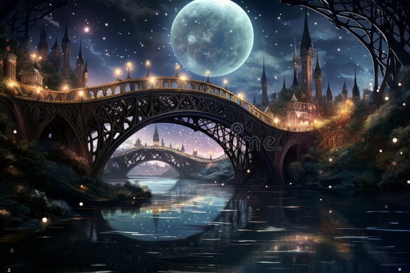 Whimsical Starlight Bridges in Fantasy - Generative AI Stock ...