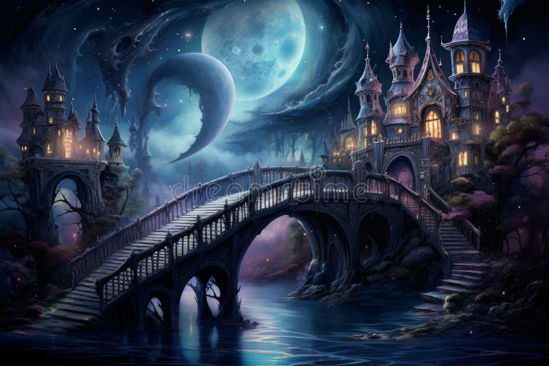 Whimsical Starlight Bridges in Fantasy - Generative AI Stock ...
