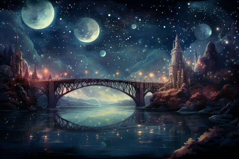 Whimsical Starlight Bridges in Fantasy - Generative AI Stock ...