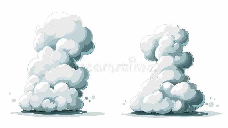 Whimsical Steam Clouds in a Cartoon Style, Perfect for Adding a Playful ...