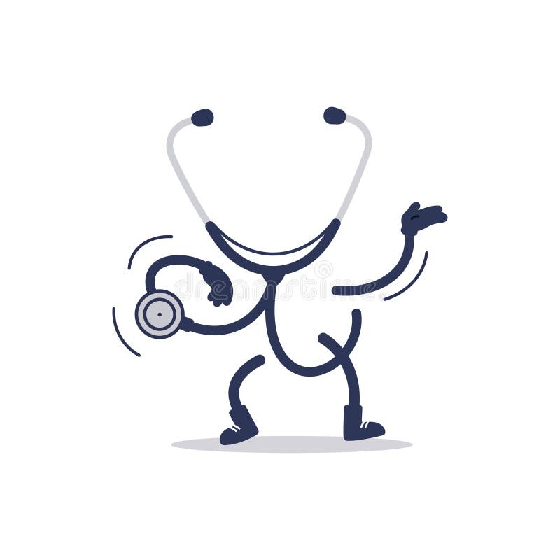 Playful Stethoscope Character Dancing Joyfully in a Minimal Flat Design ...