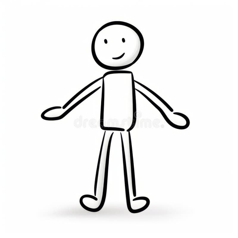 Whimsical Stick Figure Man: Joyful and Optimistic Cad Design Stock ...