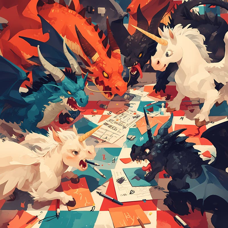 Imaginative Gathering of Mythical Creatures Stock Illustration ...