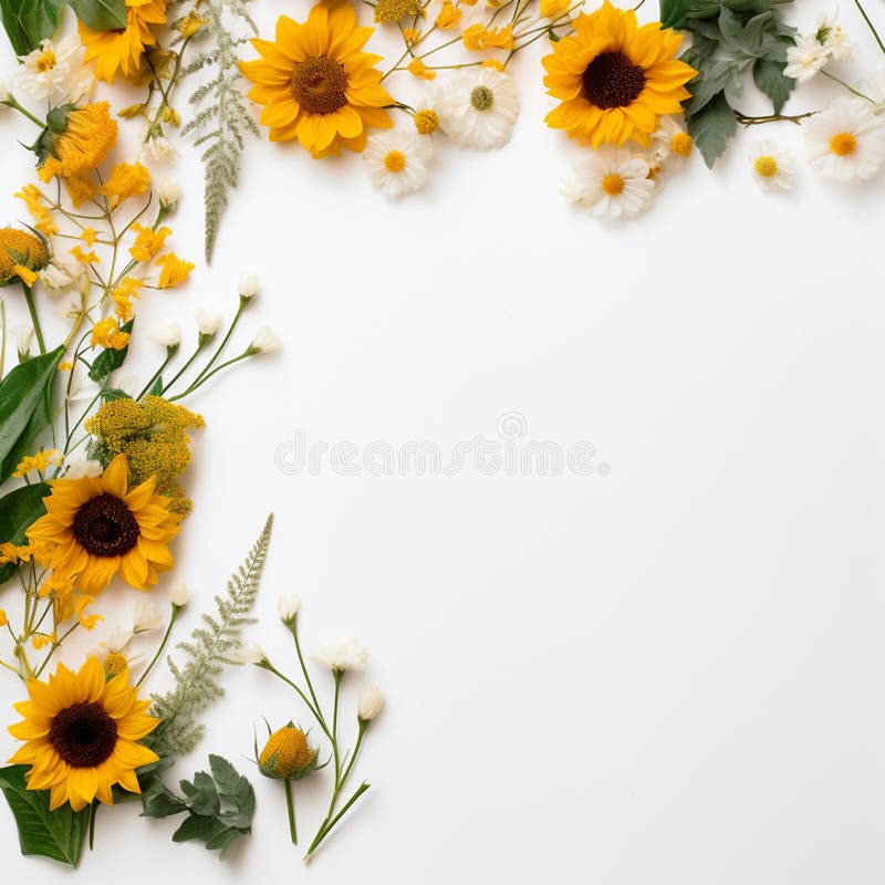 Whimsical Sunflower Frame Simple Beauty Stock Illustration ...