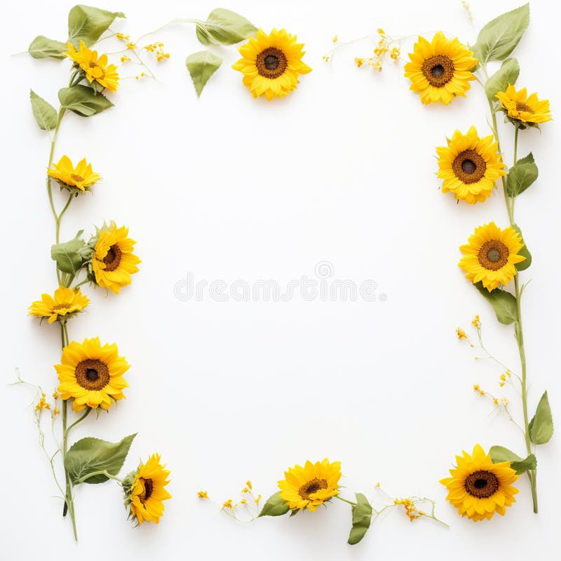 Whimsical Sunflower Frame Simple Beauty Stock Illustration ...