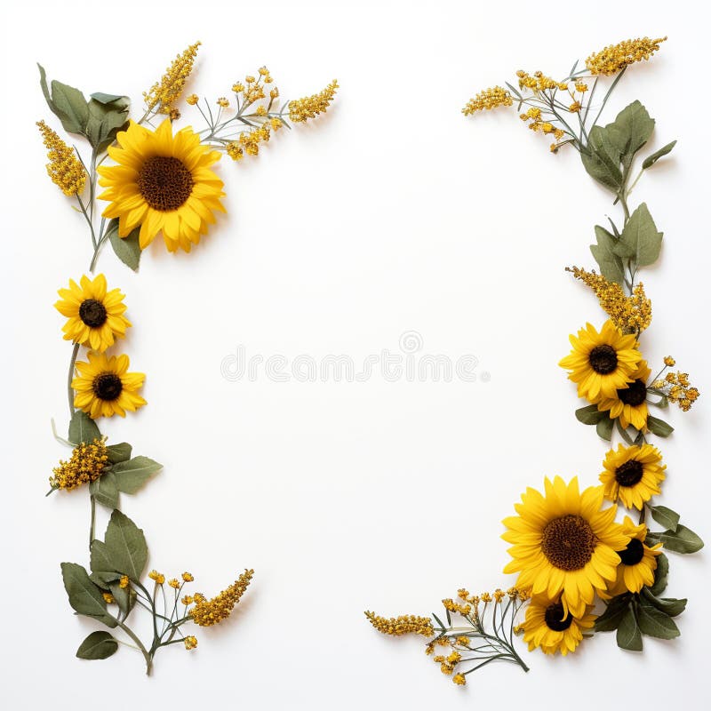 Whimsical Sunflower Frame Simple Beauty Stock Illustration ...