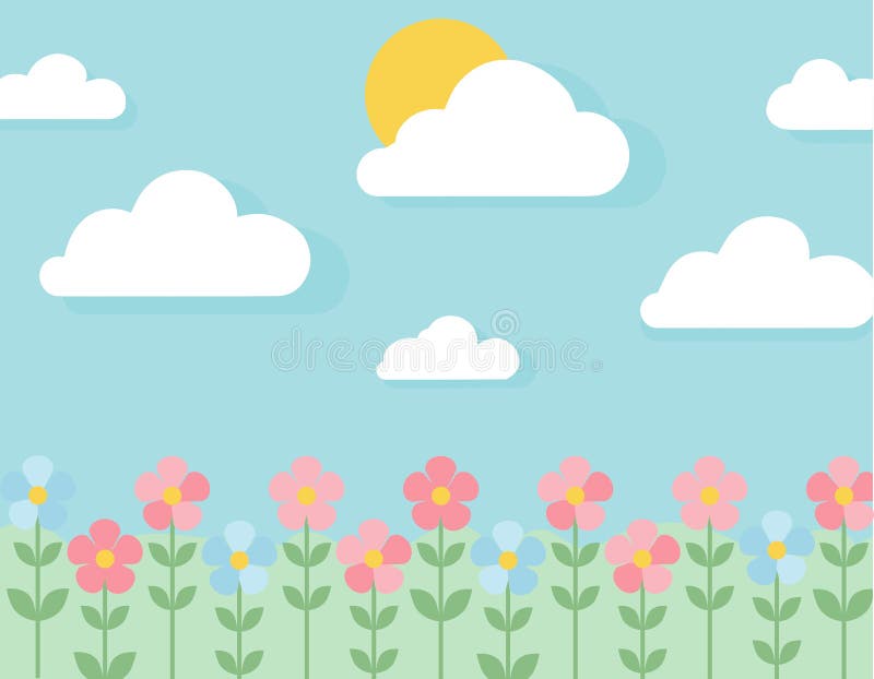 Whimsical Sunny Summer Meadow Illustration Stock Vector - Illustration ...