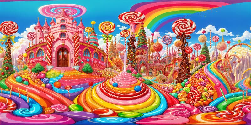 A Whimsical Surreal Candy Palace. 360 Degrees Seamless Spherical ...