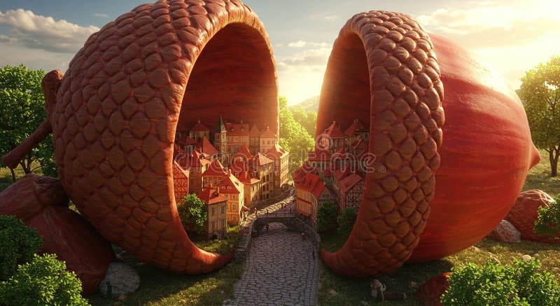 Acorn City: a Miniature World Stock Illustration - Illustration of ...