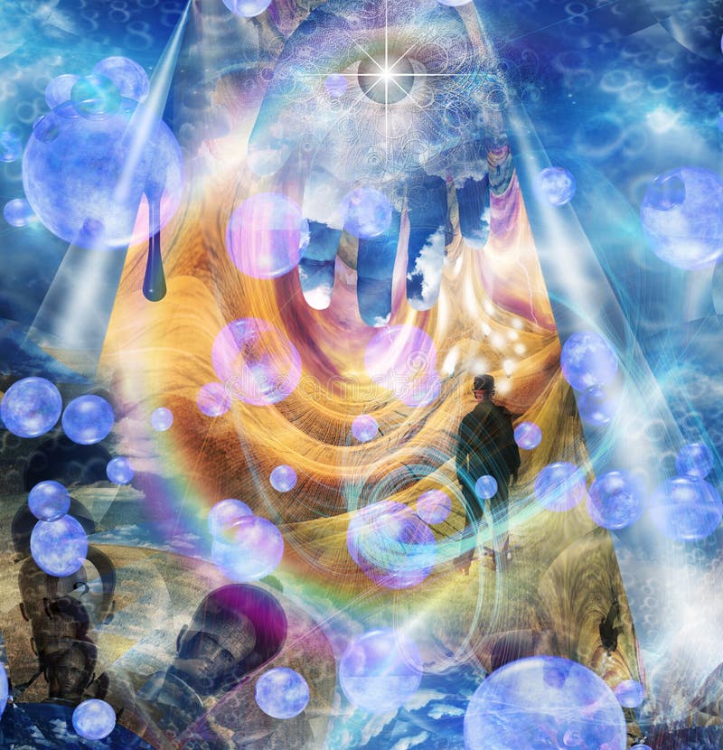 Whimsical surreal scene stock illustration. Illustration of ...