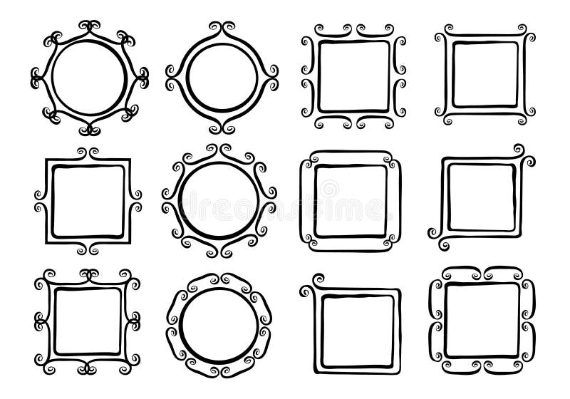 Whimsical Frames Hand Painted with Brush Stock Vector - Illustration of ...