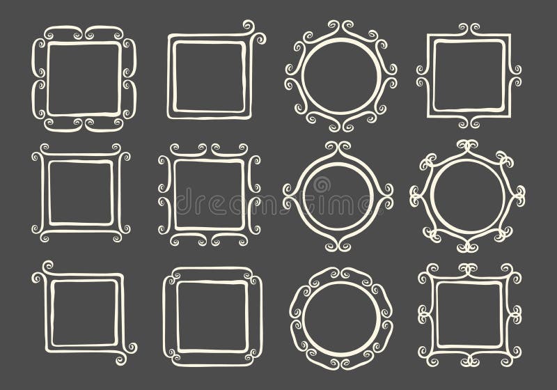 Whimsical swirl frames stock vector. Illustration of elegant - 192681966
