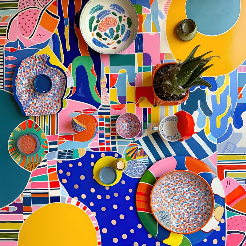 Whimsical Table Top Playful Decor and Fun Elements Stock Illustration ...