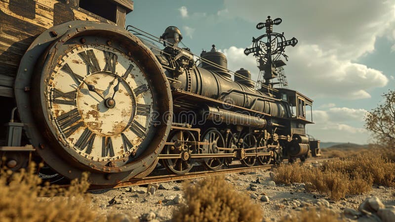 Whimsical TimeTraveling Trains Stock Illustration - Illustration of ...