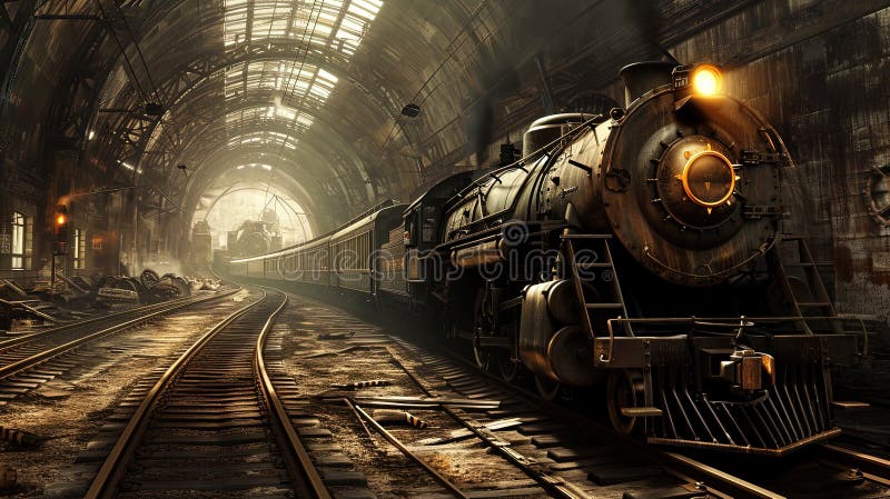 Whimsical TimeTraveling Trains Stock Illustration - Illustration of ...