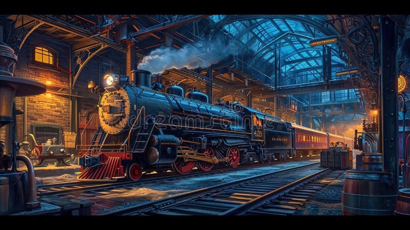 Whimsical TimeTraveling Trains Stock Illustration - Illustration of ...