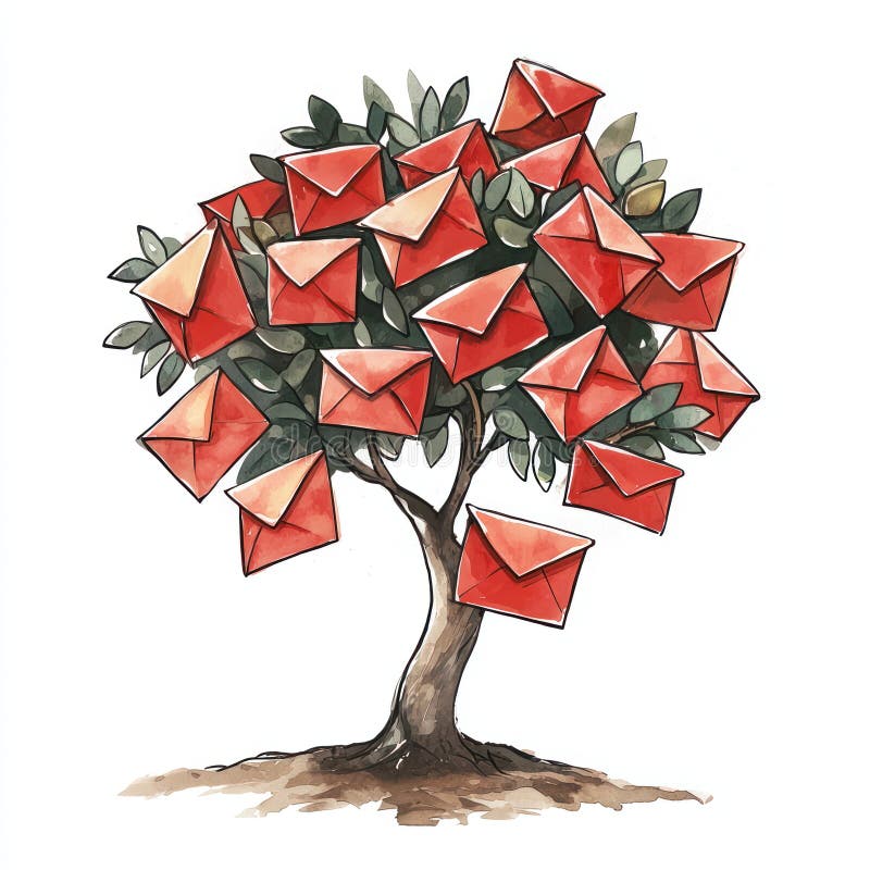 Whimsical Tree Adorned with Vibrant Red Envelopes, Symbolizing ...