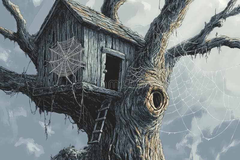 Enchanted Cedar Treehouse Retreat Stock Illustration - Illustration of ...