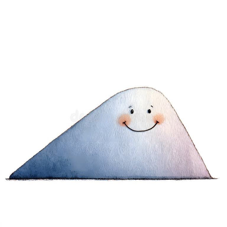 Whimsical Triangular Character with a Smiling Face on a White ...