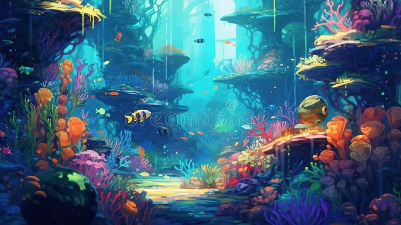 Whimsical Underwater Dive, Digital Art Illustration, Generative AI ...