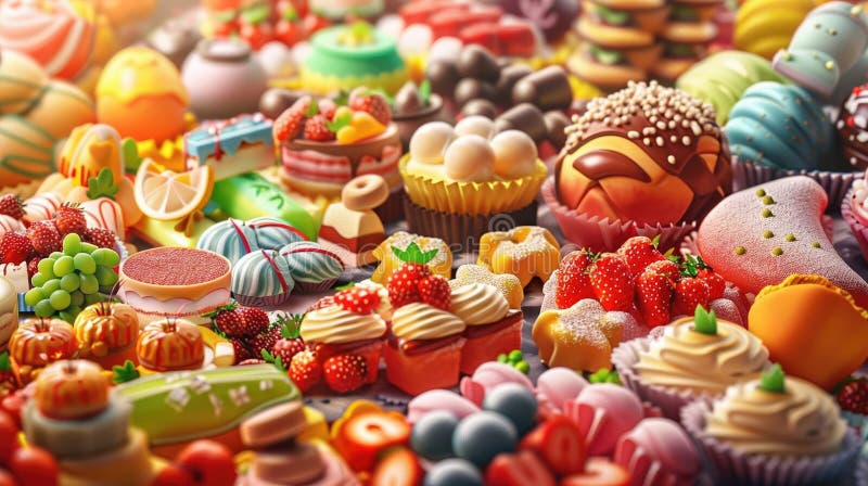 Whimsical Vector Illustration of Fantasy Food Market Stock Illustration ...