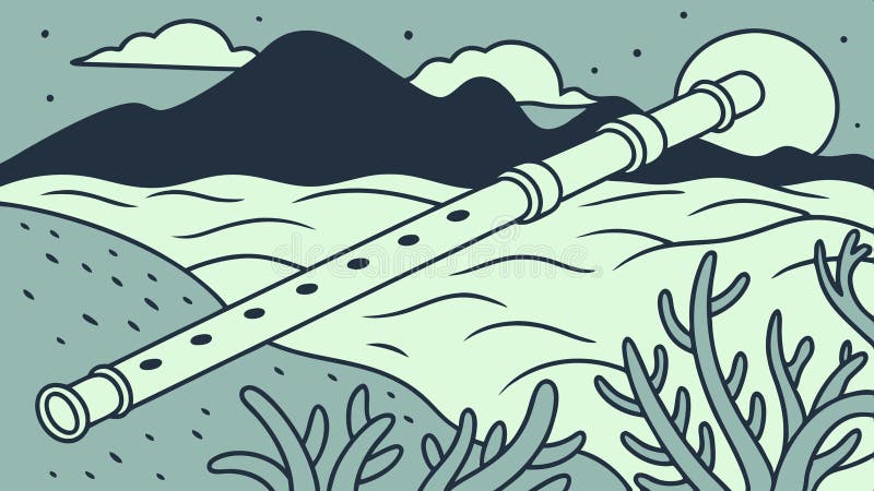 Flute in Abstract Water Scene. Melodic Nature Vector Art, Vector Design ...