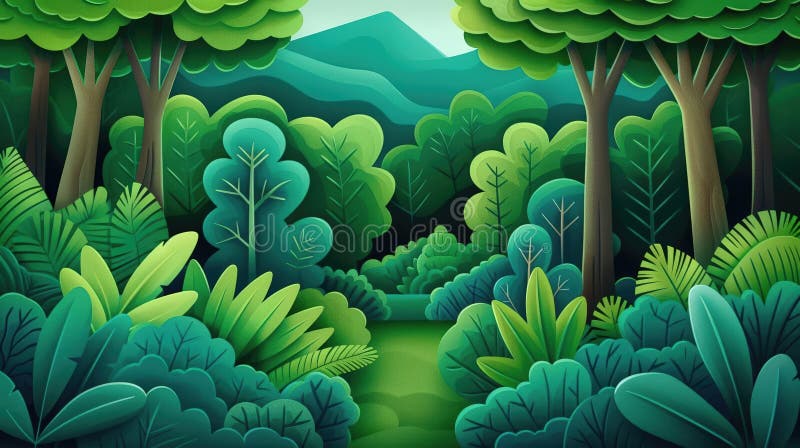 Whimsical Vector Illustration of Magical Forest Stock Illustration ...
