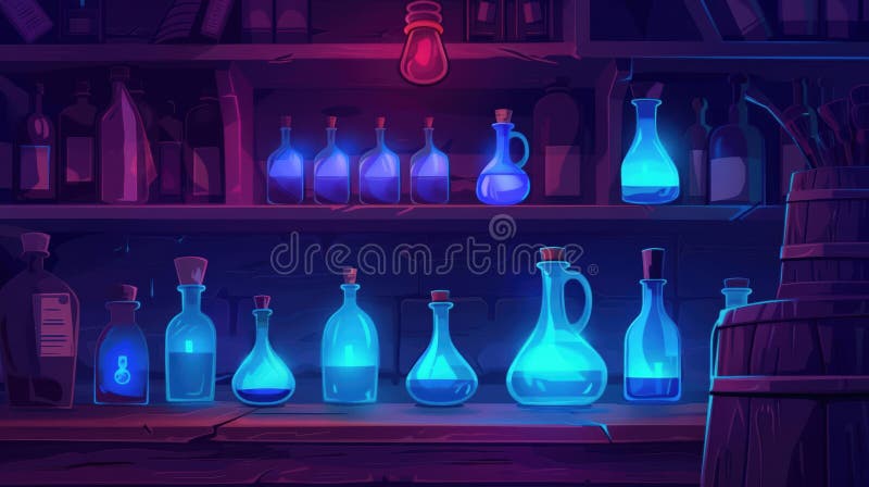 Whimsical Vector Illustration of Magical Potion Shop Stock Illustration ...