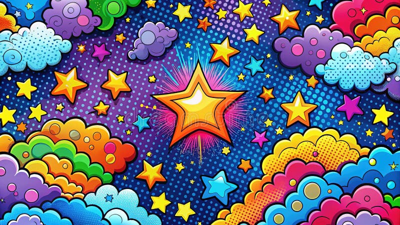 A Whimsical and Vibrant Comic Book Style Background Featuring Colorful ...