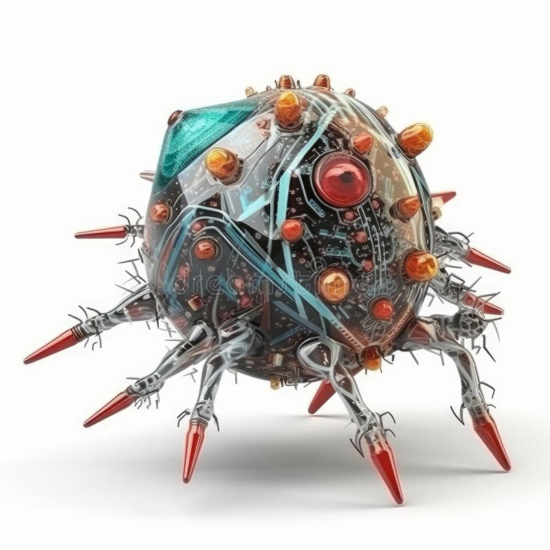 Whimsical Virus Character Illustration on White Background, Generative ...