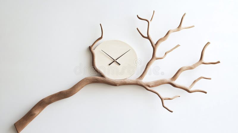 A Whimsical Wall-mounted Clock Shaped Like a Tree Branch. Stock ...