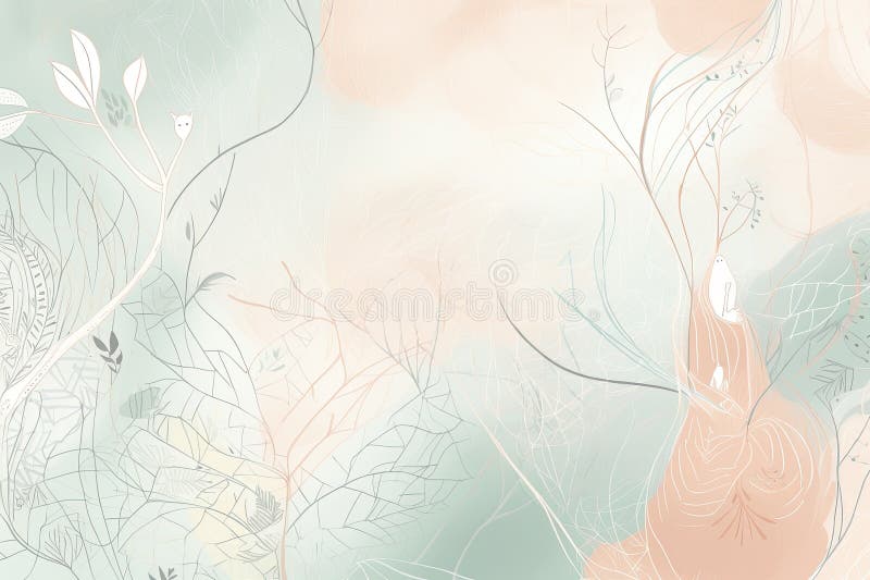 Whimsical Wallpaper Featuring White Scribbled Lines on a Soft Pastel ...