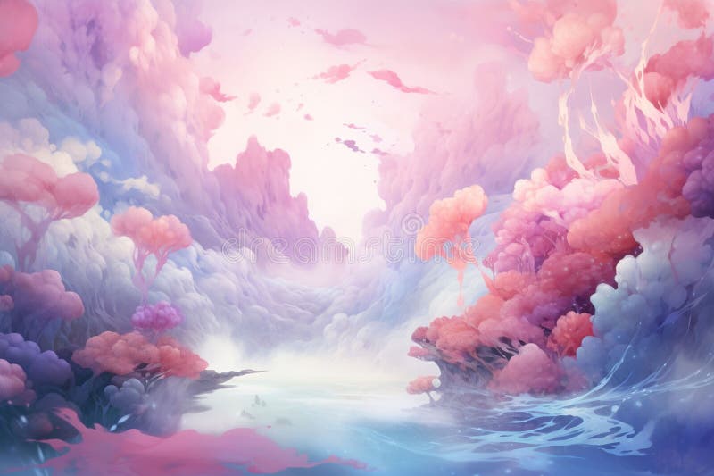 Whimsical Watercolor Strokes Forming Dreamy and Et Stock Illustration ...