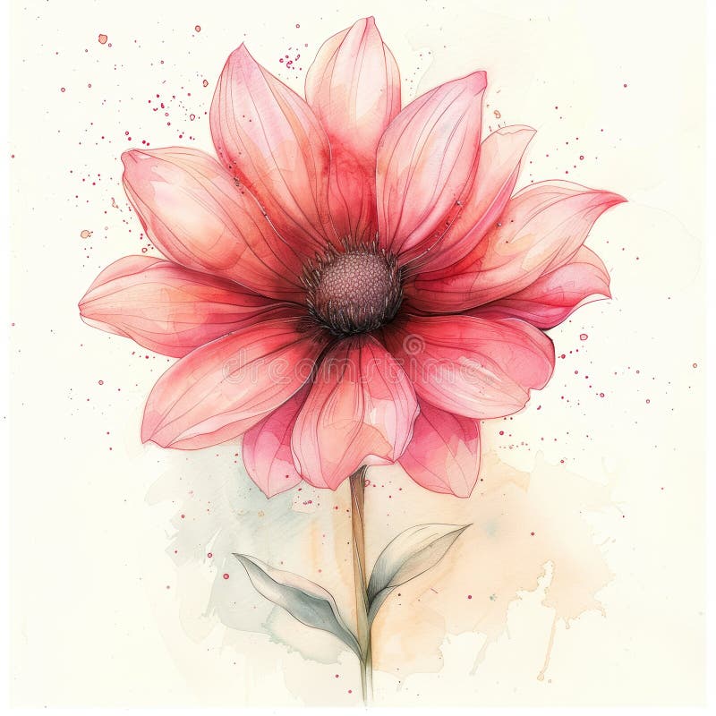 Whimsical Watercolour Flower Illustration for Spring or Summer Design ...