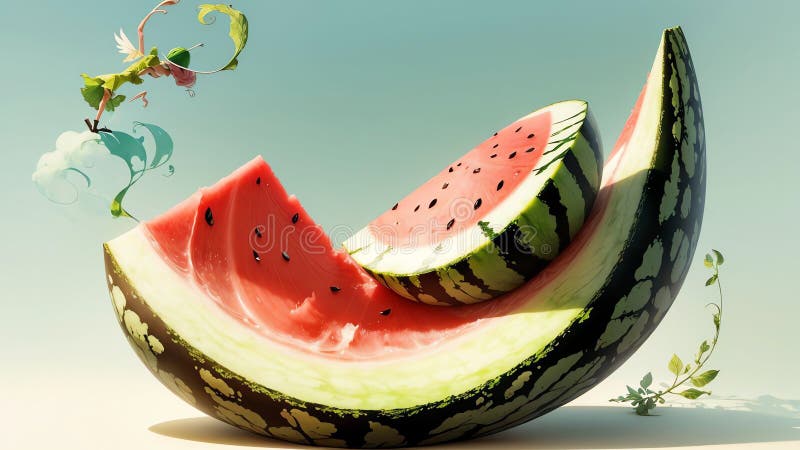 Whimsical Watermelon Rind Illustration for National Watermelon Day.AI ...