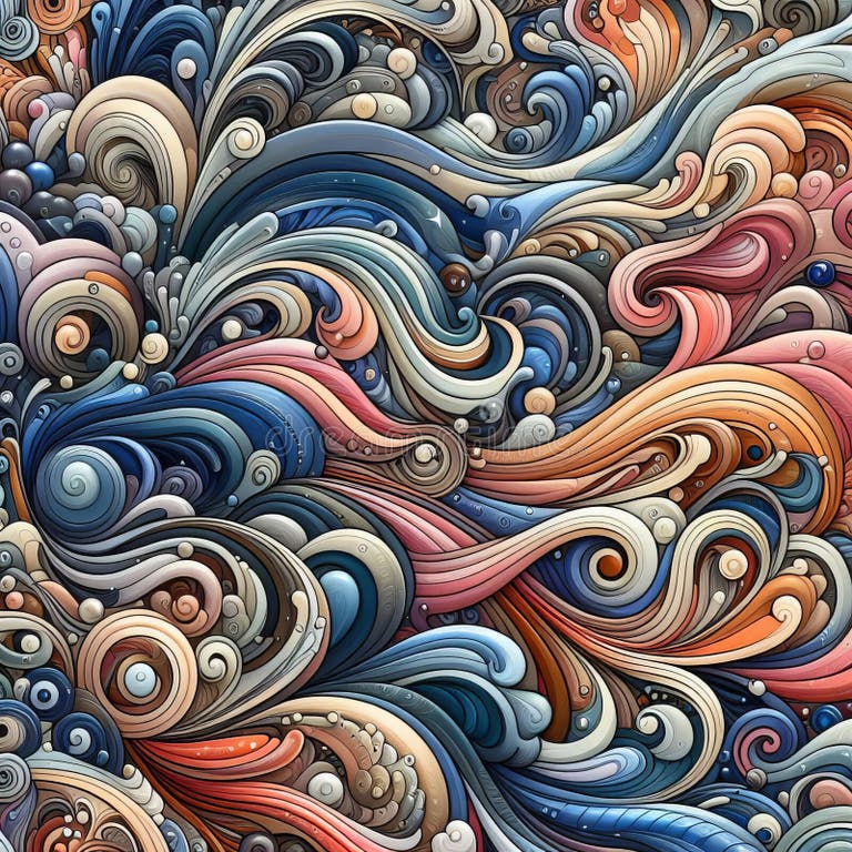 Whimsical Wave Pattern with Playful and Imaginative Elements,p Stock ...