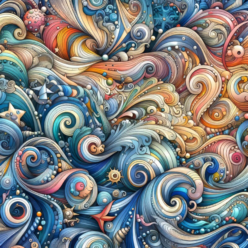 Whimsical Wave Pattern with Playful and Whimsical Elements, Ho Stock ...